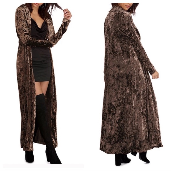 Jackets & Coats | New Gold Crushed Velvet Duster Long Jacket Coat ...